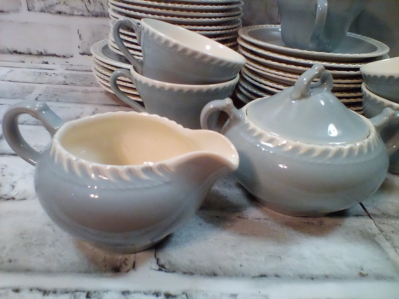 Harker Ware Light Gray Dishes From the 1950s Cups & Saucers, and ...