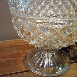 Vintage Scalloped Rim Pedestal Bowl With Diamond Over Diamond Pattern ...