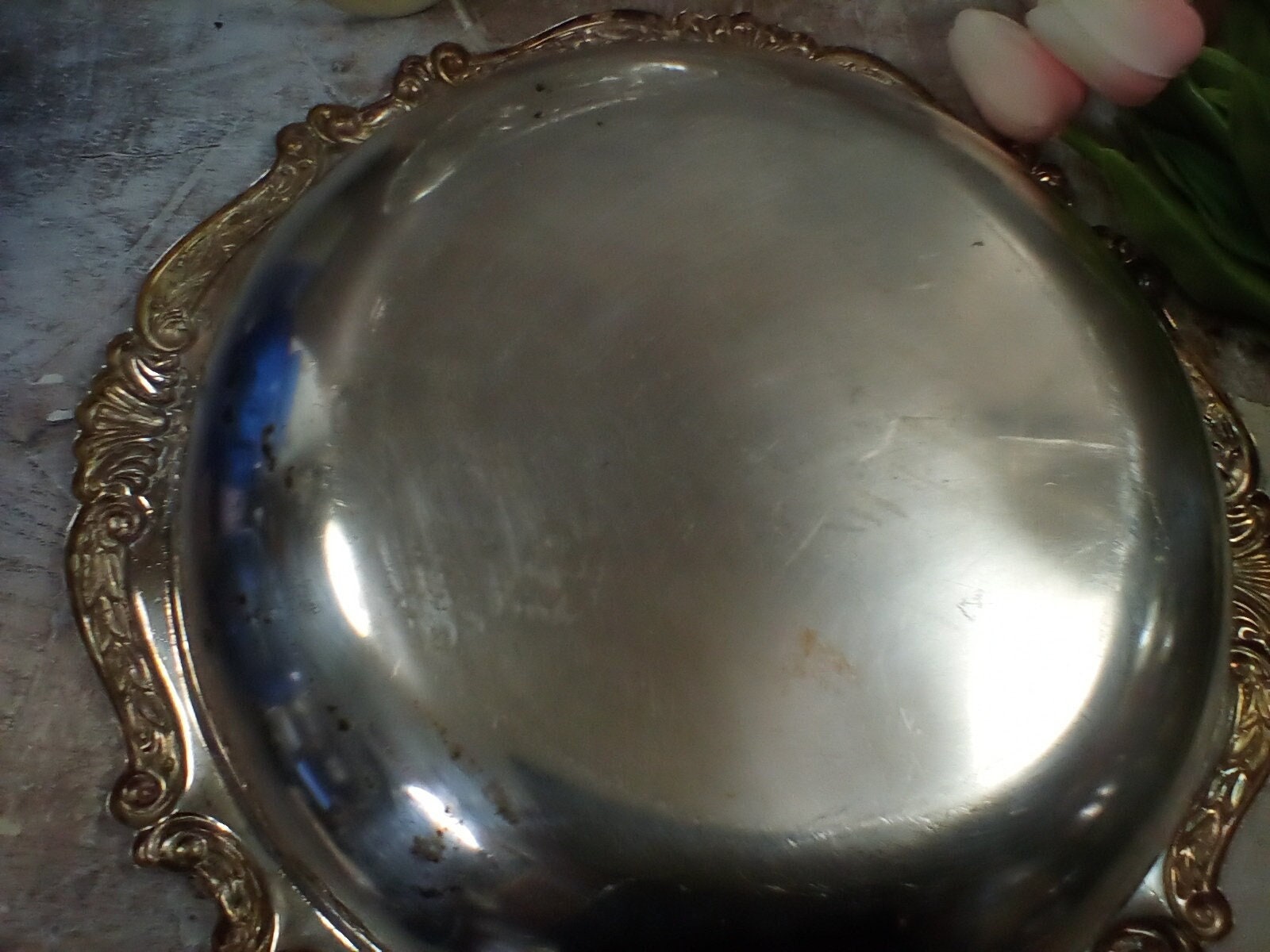 Vintage Silver Plate and Pressed Glass Relish Tray Set, Round Silver ...