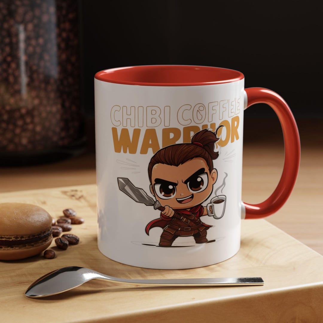 Chibi Coffee Warrior Mug - Cute Anime Chibi Coffee Lover Gift, Perfect ...