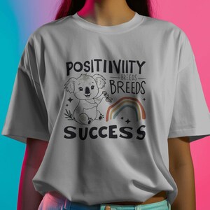 Positivity Breeds Success Koala T-shirt | Cute Motivational Cartoon ...