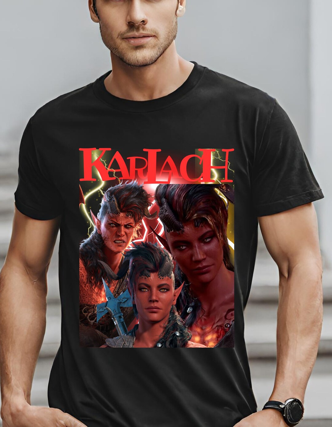 Vintage Graphic Style Karlach Baldurs Gate 3 T-shirt, Classic Karlach ...