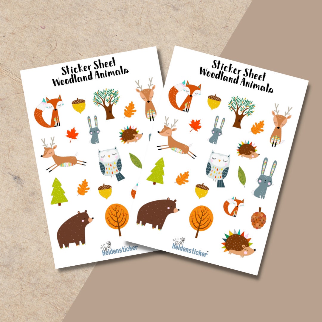 Woodland Animals Sticker Sheet - Stickers for Kids, Scrapbooking ...