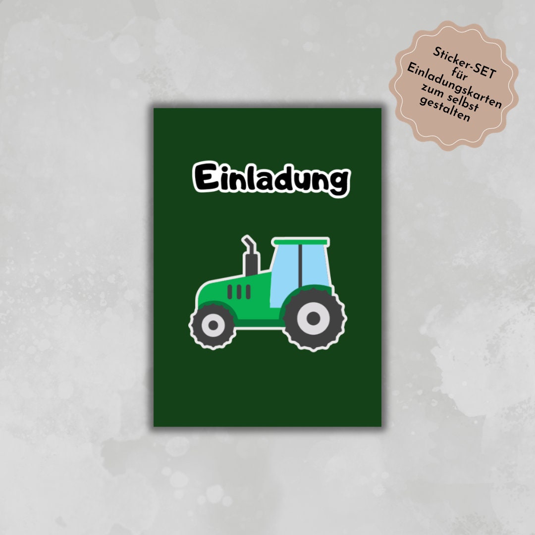 Sticker Set for Tractor Invitation Cards to Design Yourself for a Child ...