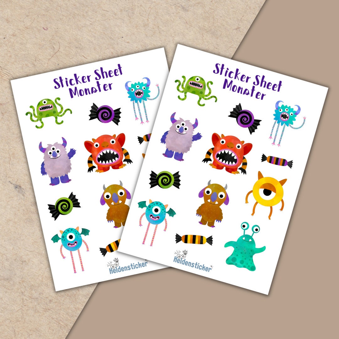Monster Sticker Sheet Stickers for Kids, Scrapbooking, Bullet Journal ...