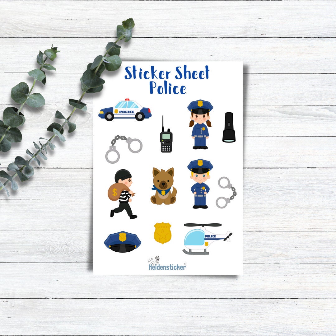 Police Sticker Sheet Stickers for Kids, Scrapbooking, Bullet Journal ...