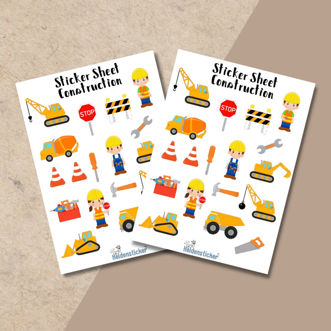 Construction Site Sticker Sheet Stickers for Kids, Scrapbooking, Bullet ...