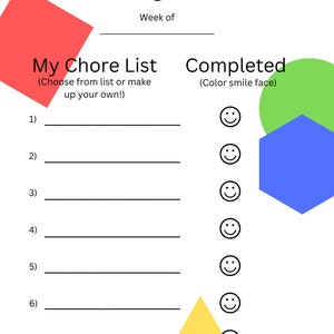 Chores for Kids With Weekly Tracker / 50 Chore Ideas for Kids - Etsy