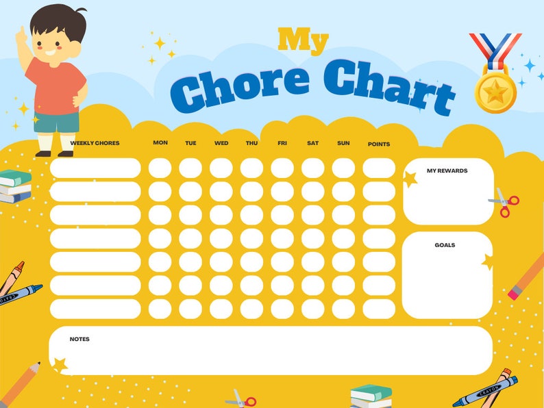Boys Chore Chart and Reward Tracker - Etsy