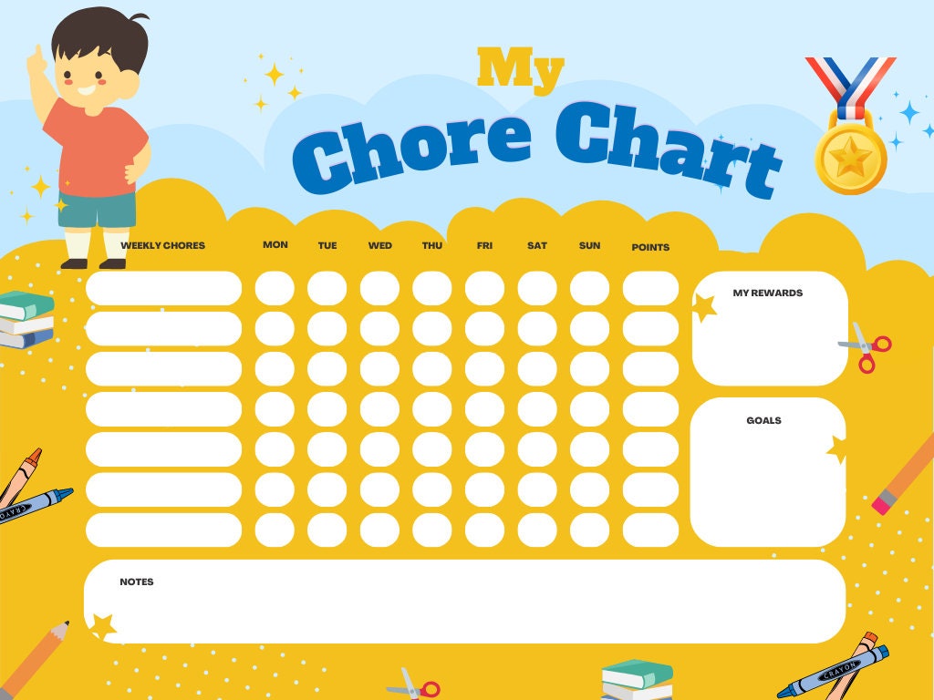 Boys Chore Chart and Reward Tracker - Etsy