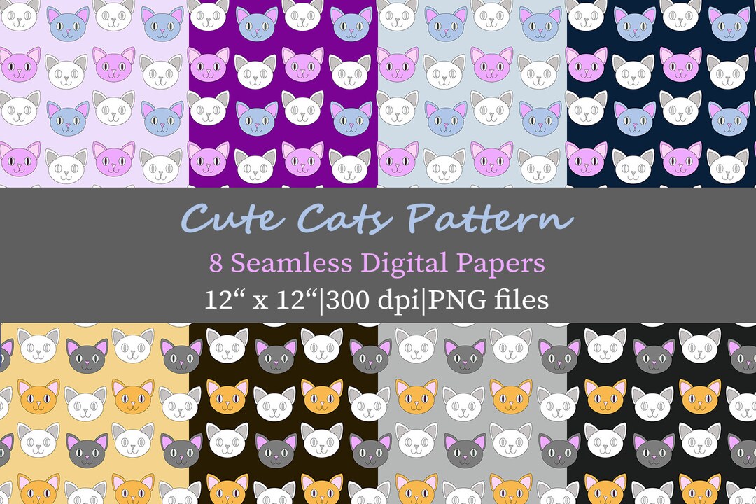 Cat Seamless Pattern, Cat Digital Paper, Cat Fabric Design, Cat ...