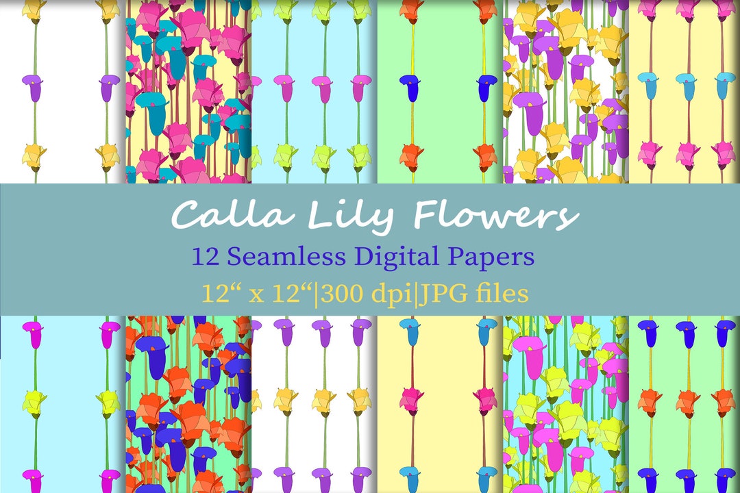 Calla Lily Flower Seamless Pattern Design, Floral Digital Paper Pack ...