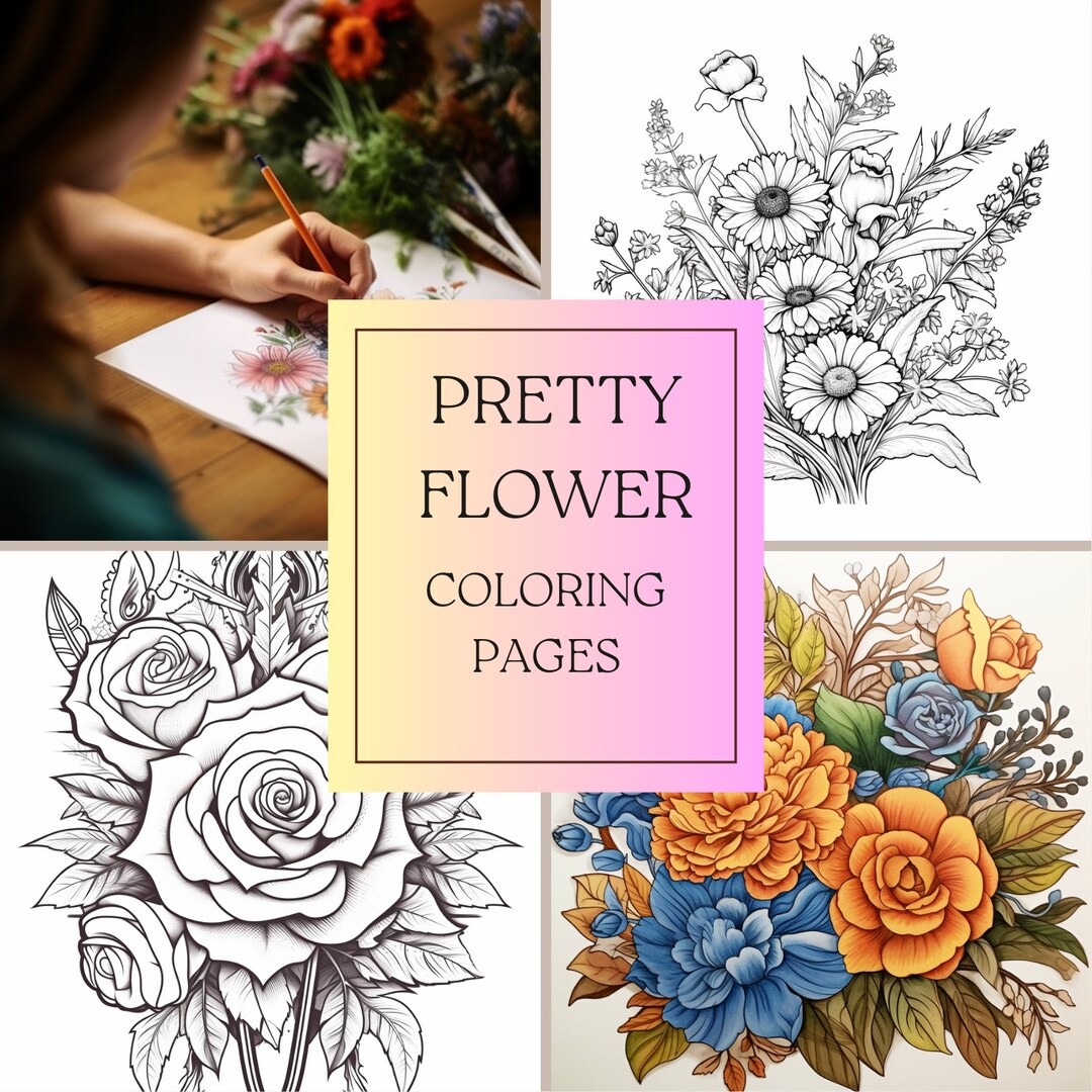Flower Coloring Book Floral Coloring Pages Printable Color Book ...