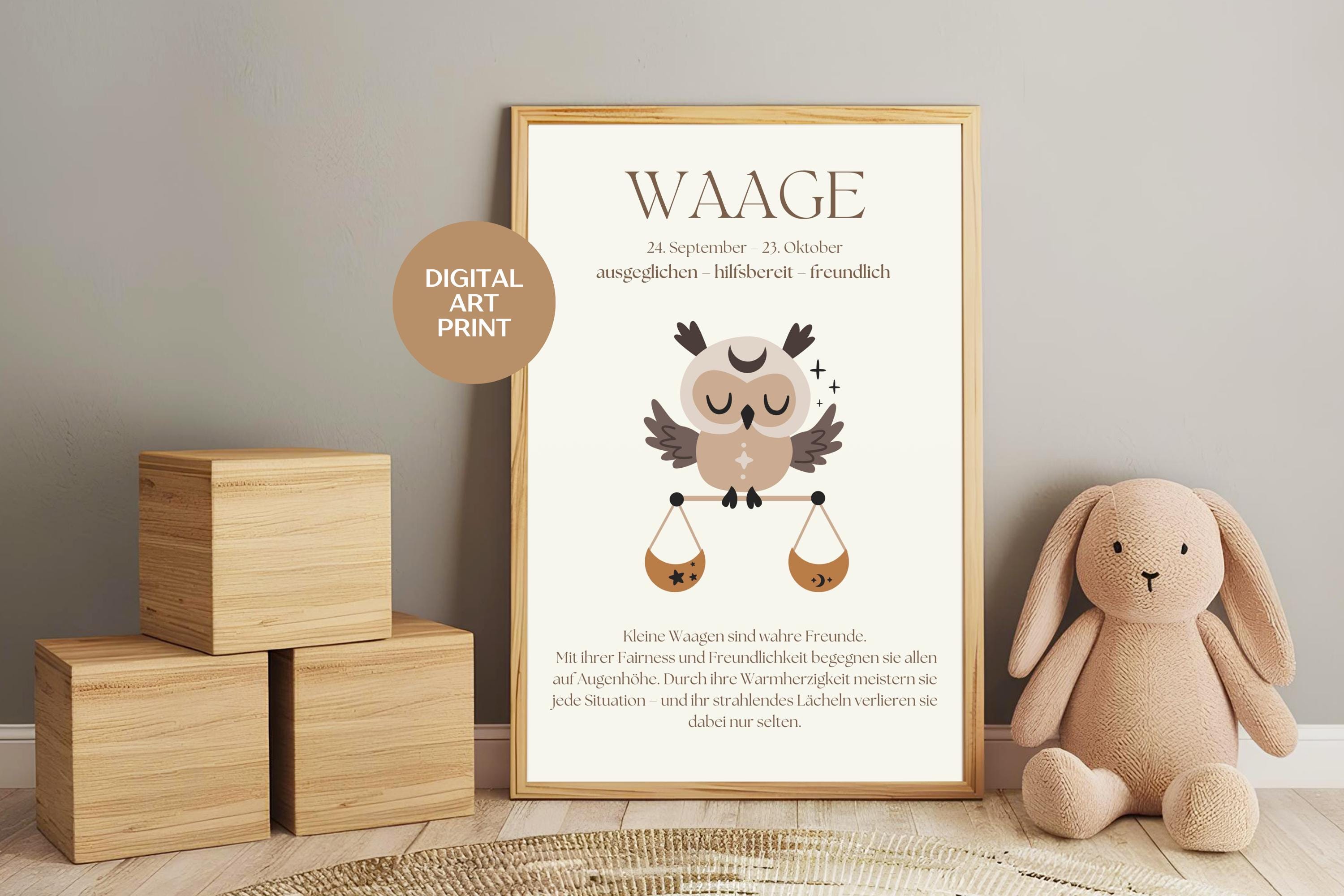 Libra Zodiac Sign Poster for Kids – Printable Wall Art | Libra Zodiac ...