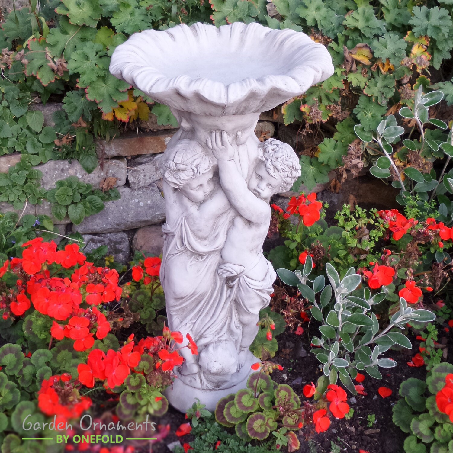 Hand Cast Stone Twin Cherub Bird Bath Feeder Best Quality Highly ...