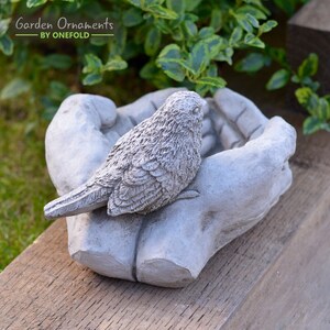 Hand Cast Stone Bird in Hand Bird Bath Feeder - Best Quality Highly ...
