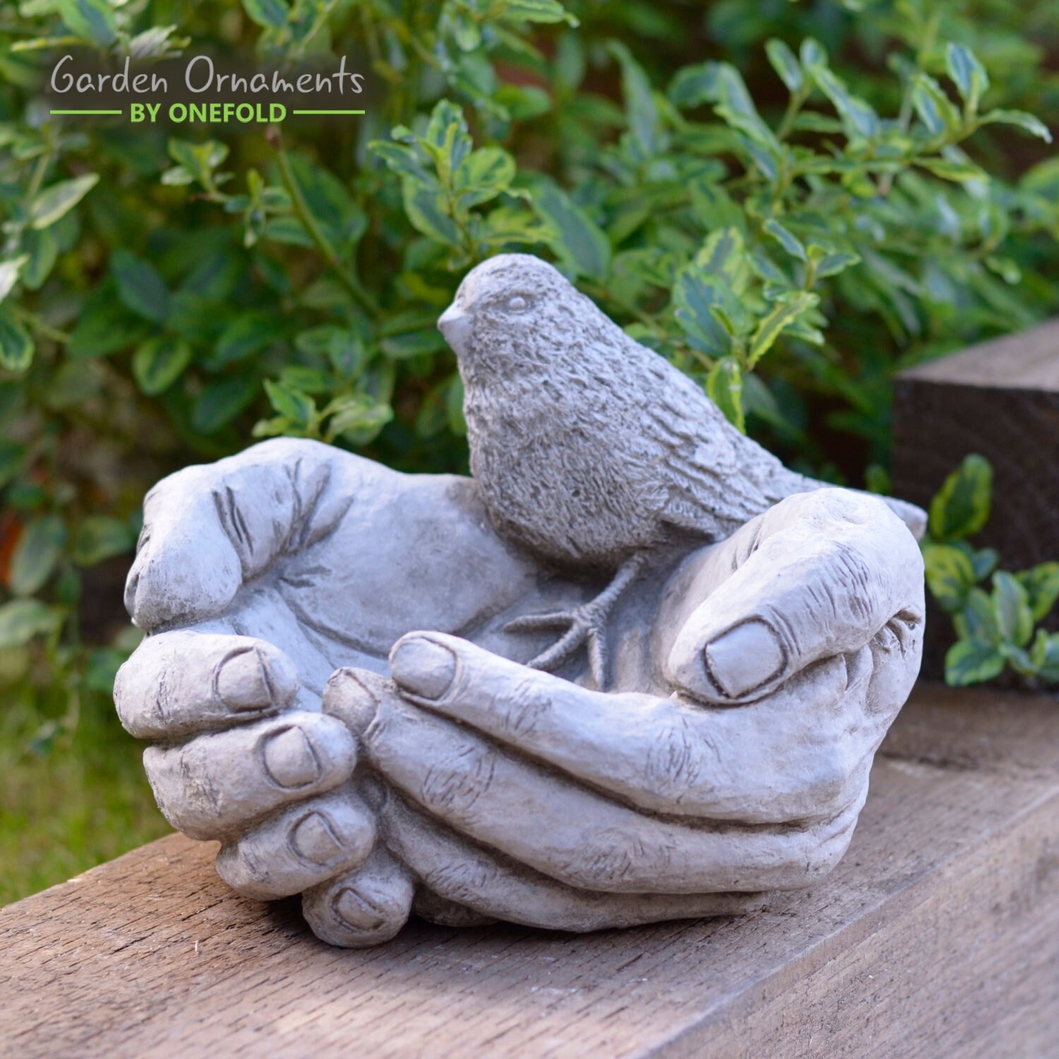Hand Cast Stone Bird in Hand Bird Bath Feeder Best Quality Highly ...