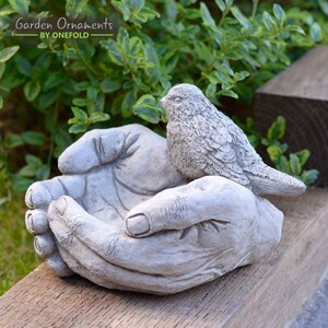 Hand Cast Stone Bird in Hand Bird Bath Feeder Best Quality Highly ...