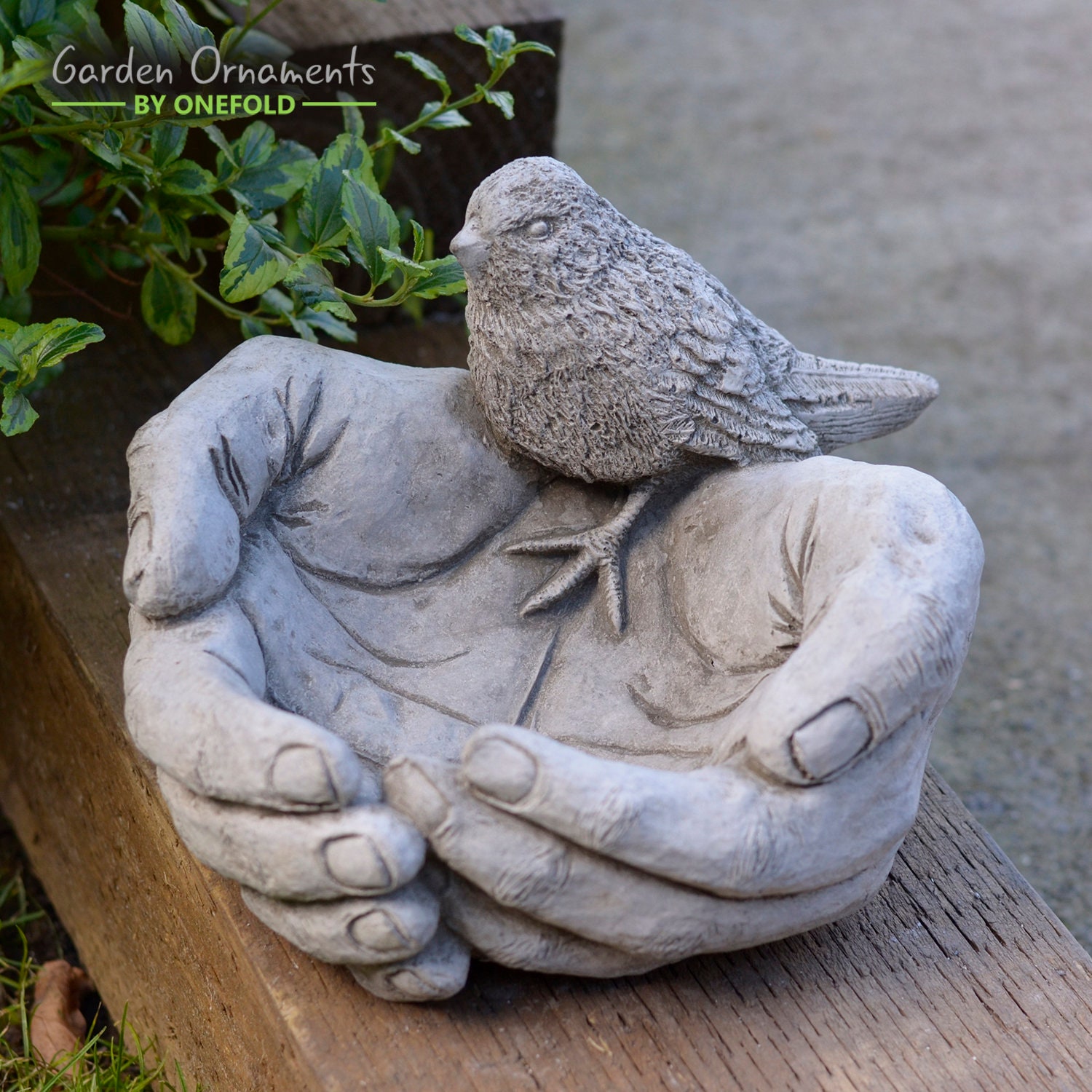 Hand Cast Stone Bird in Hand Bird Bath Feeder Best Quality Highly ...