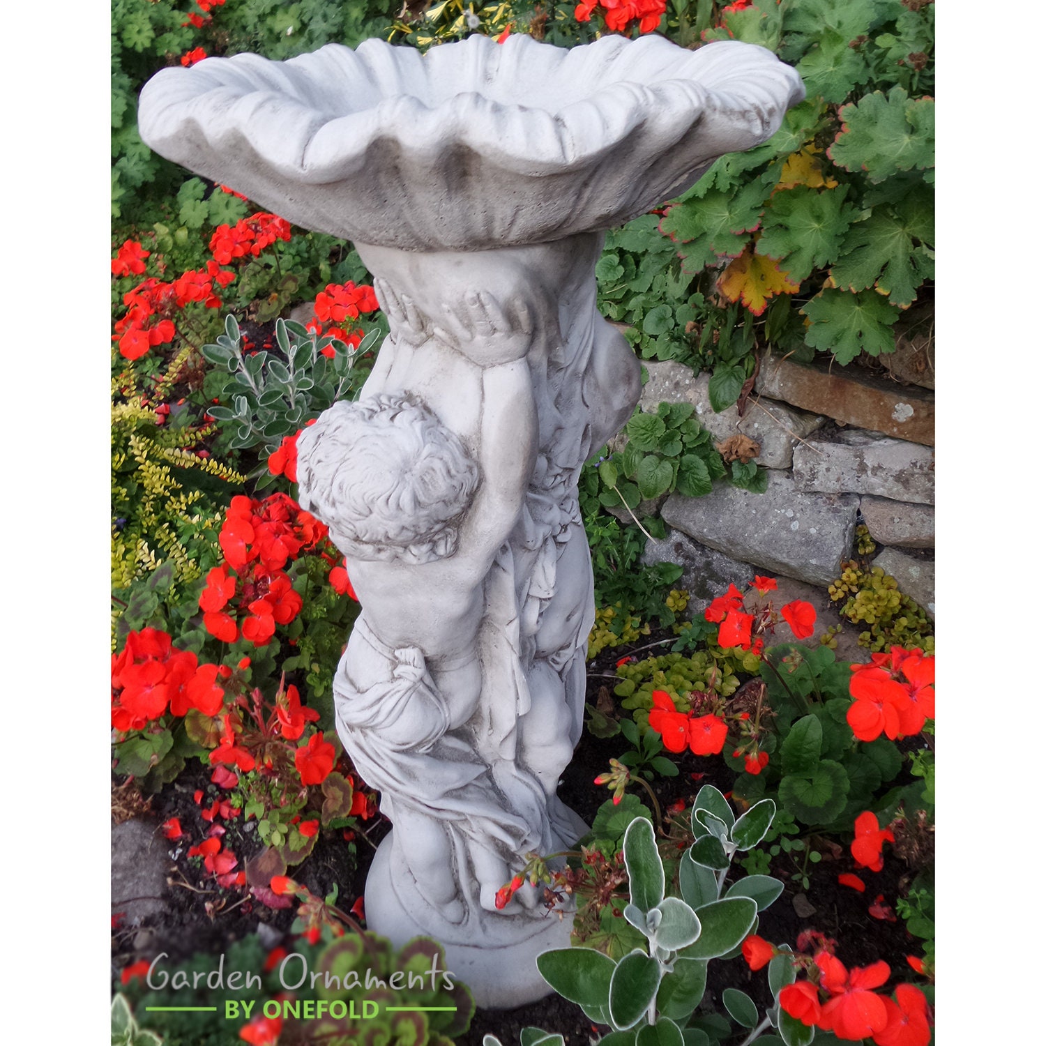 Hand Cast Stone Twin Cherub Bird Bath Feeder Best Quality Highly ...