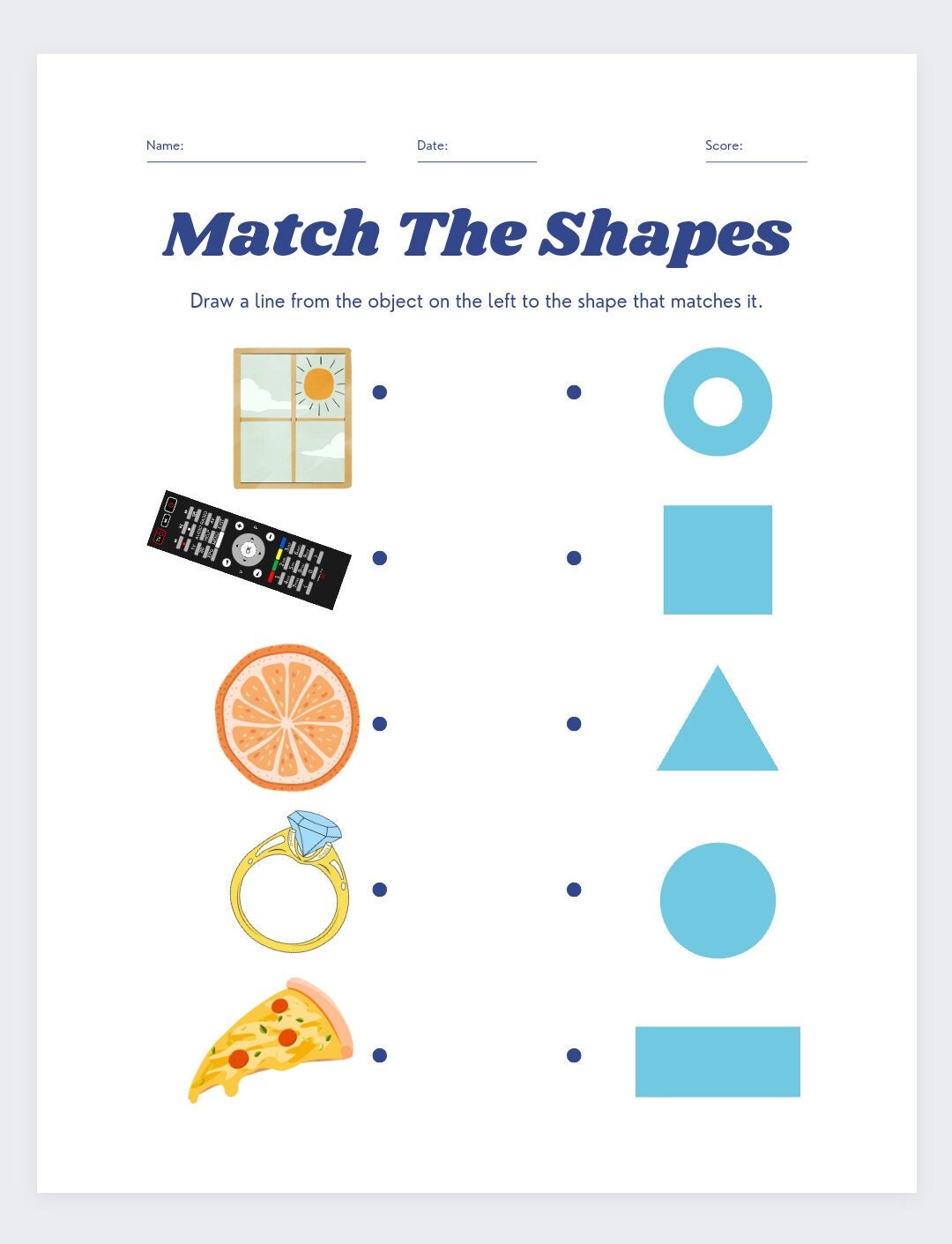 Matching Shapes PDF - Etsy