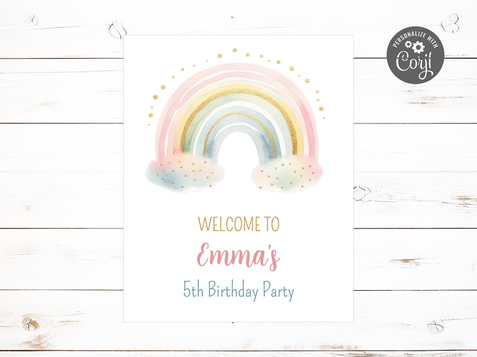 Rainbow Welcome Sign Girl Pastel Birthday Welcome Party Sign Heart ...