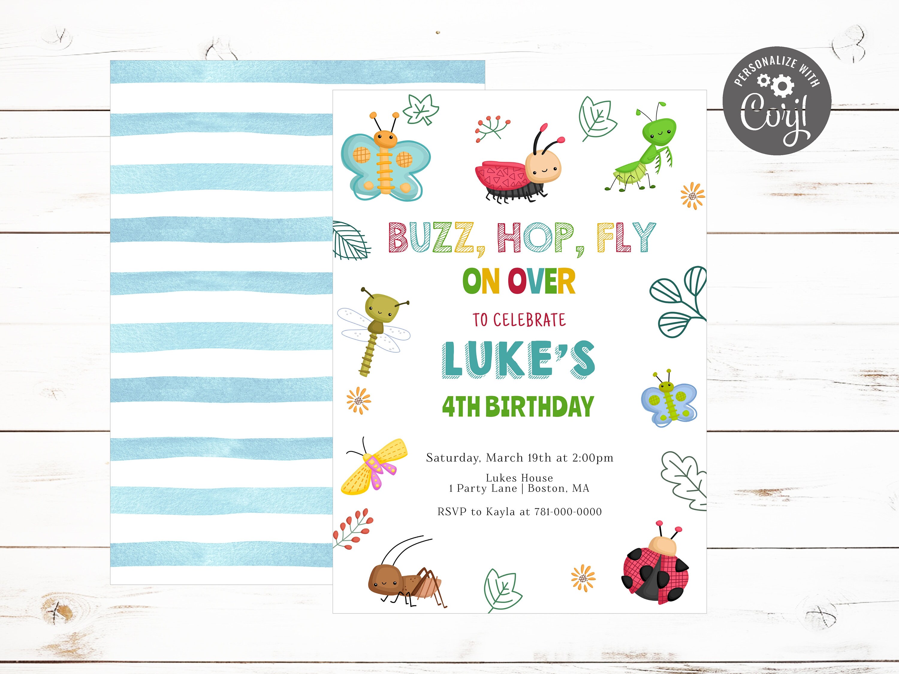 Bug Birthday Invitation Bundle Insect Editable Invitation Template ...