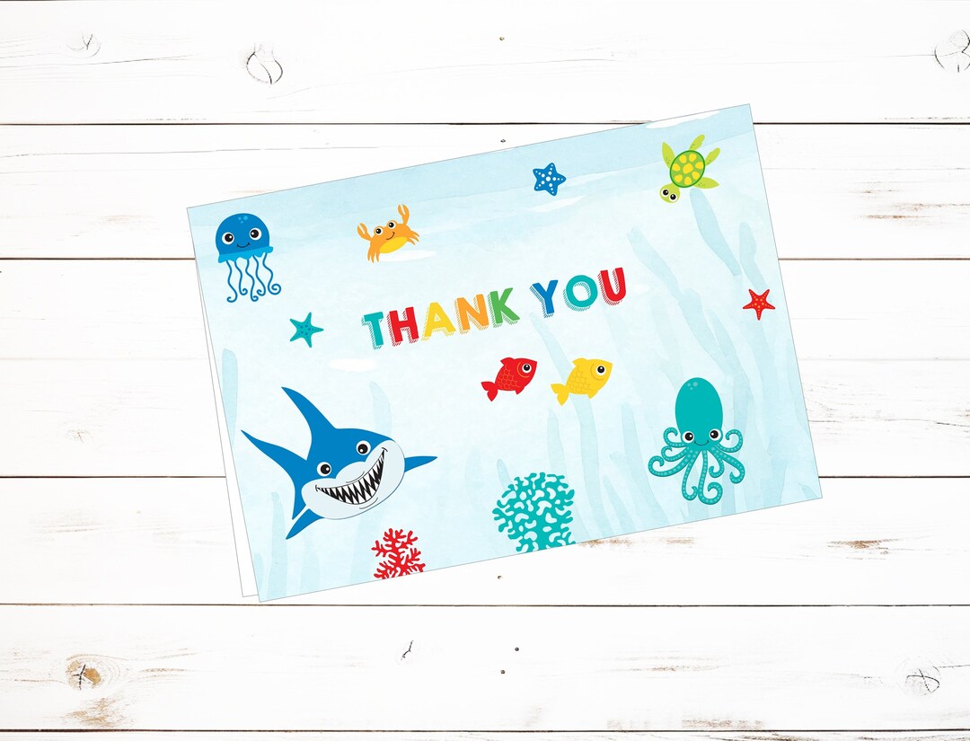 Under the Sea Thank You Card, Ocean Birthday Thank You Editable ...