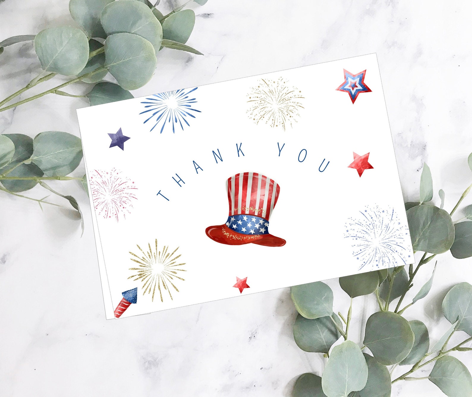 4th of July Thank You Card Boy Red White and Blue Birthday Thank You ...