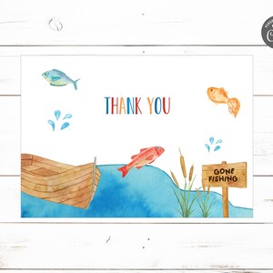 Fishing Thank You Card, Fish Birthday Thank You Editable Template ...