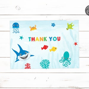 Under the Sea Thank You Card, Ocean Birthday Thank You Editable ...