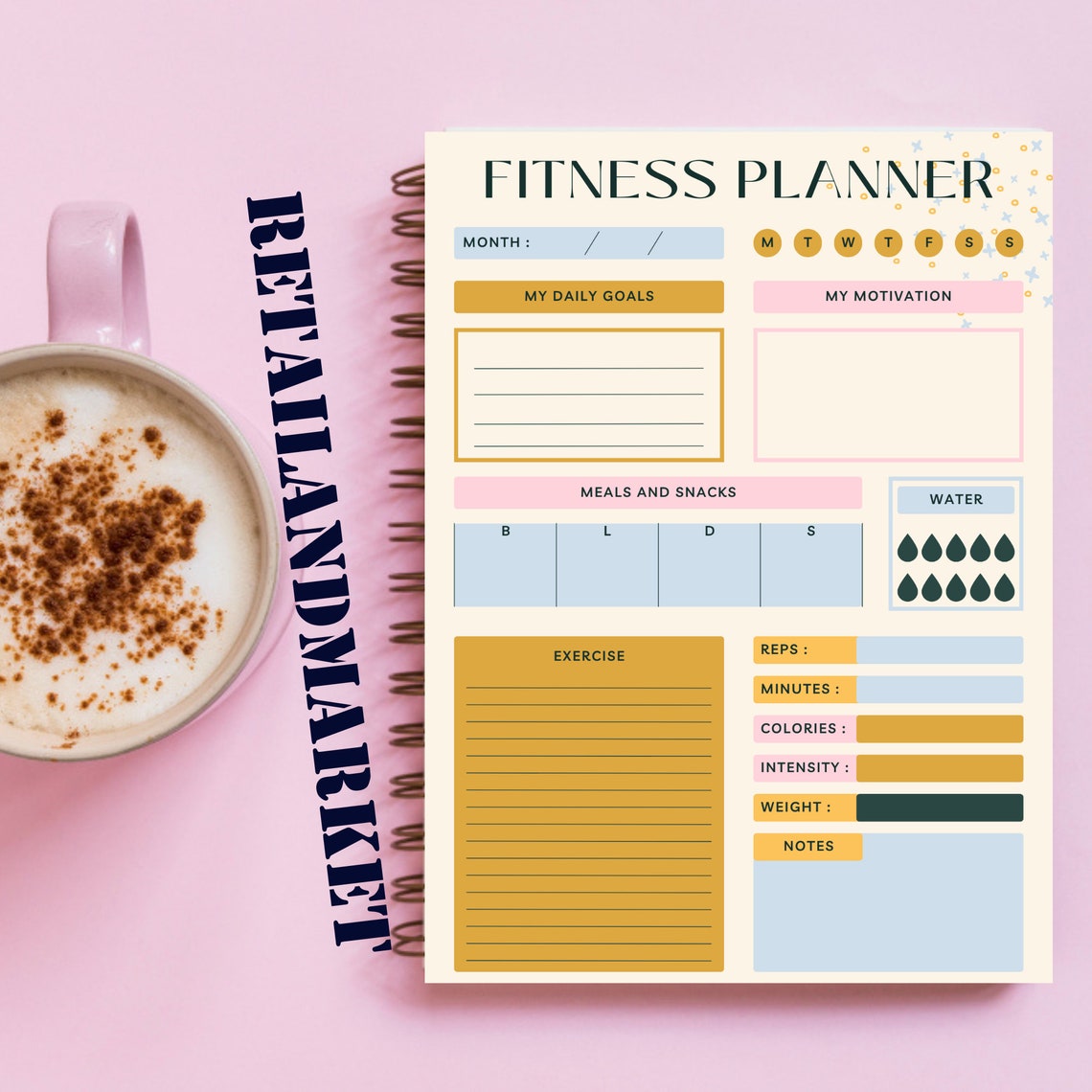 Fitness Workout Tracker Printable, Daily Exercise Planner, Weekly ...