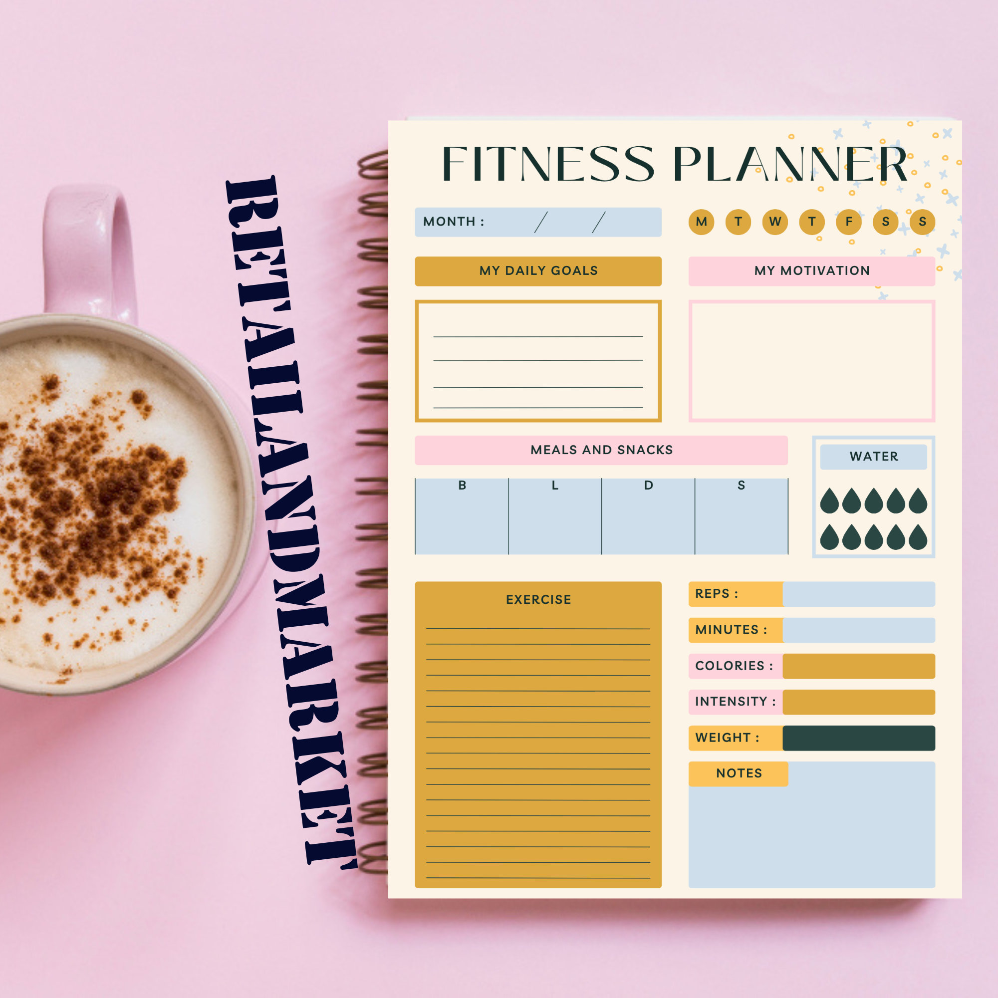 Fitness Workout Tracker Printable, Daily Exercise Planner, Weekly ...