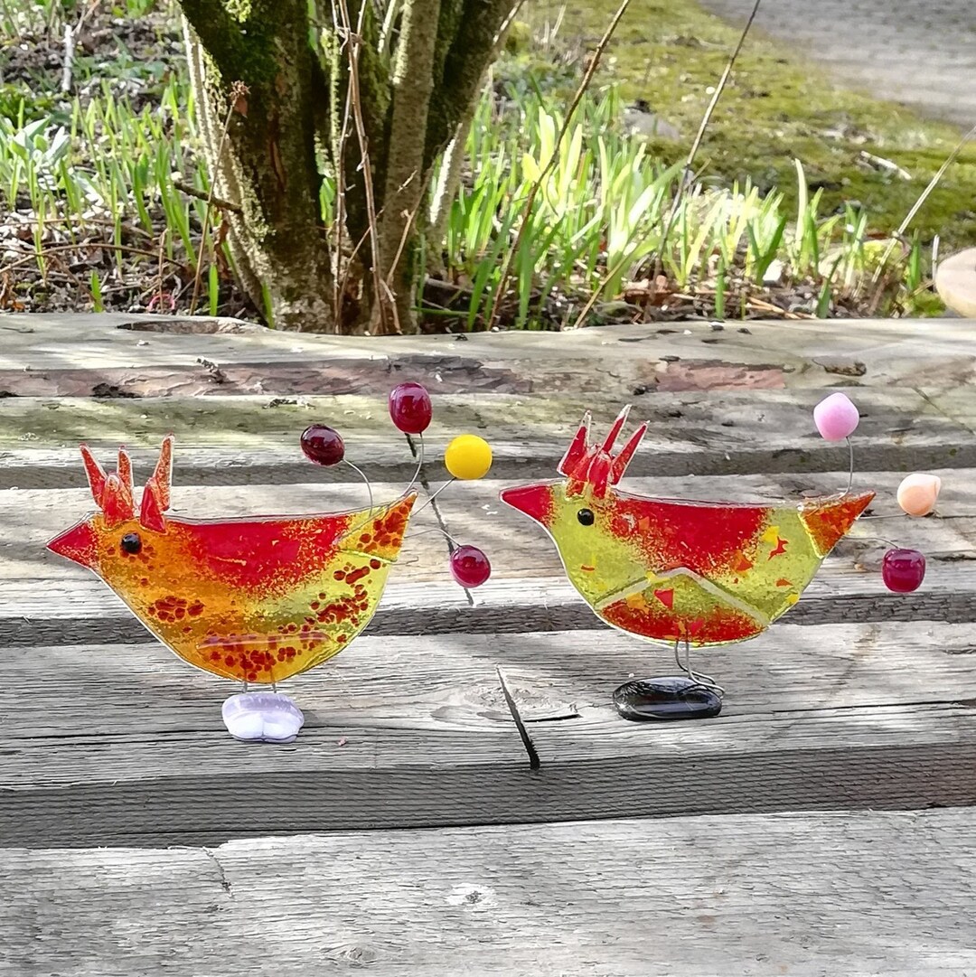Glas Vogel verrücktes Huhn rund aus Glas als besondere - Etsy.de