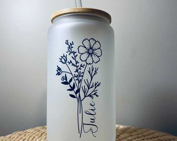 Personalized Libby Glass | Birth Flower Gift | Mother’s Day Gift ...