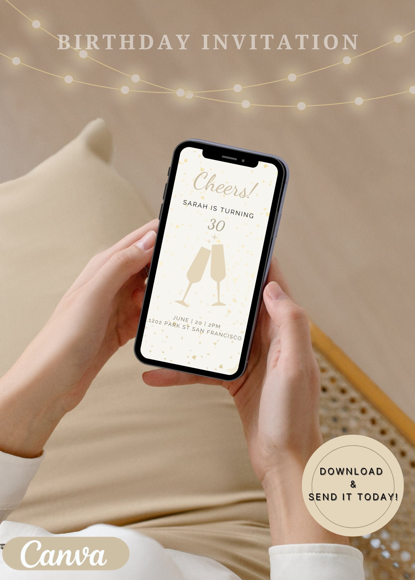 Printable and Mobile Birthday Invitation Template, Editable Birthday ...