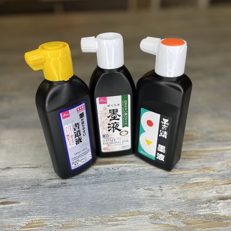 Daiso Sumi Drawing Ink Calligraphy Ink 180ml No.17, No.28, Boku-undo ...
