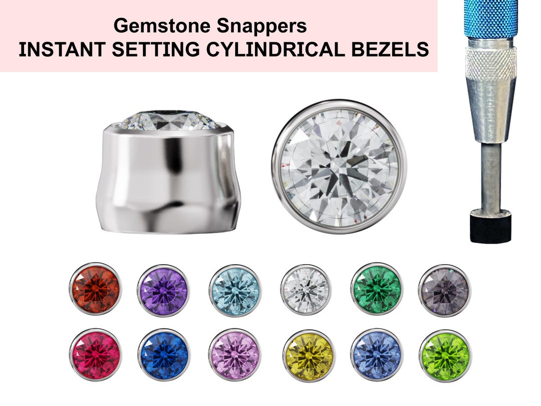 2.90mm Ø CYLINDRICAL Snap-in Sterling Silver Bezel With 2.50mm Syn ...
