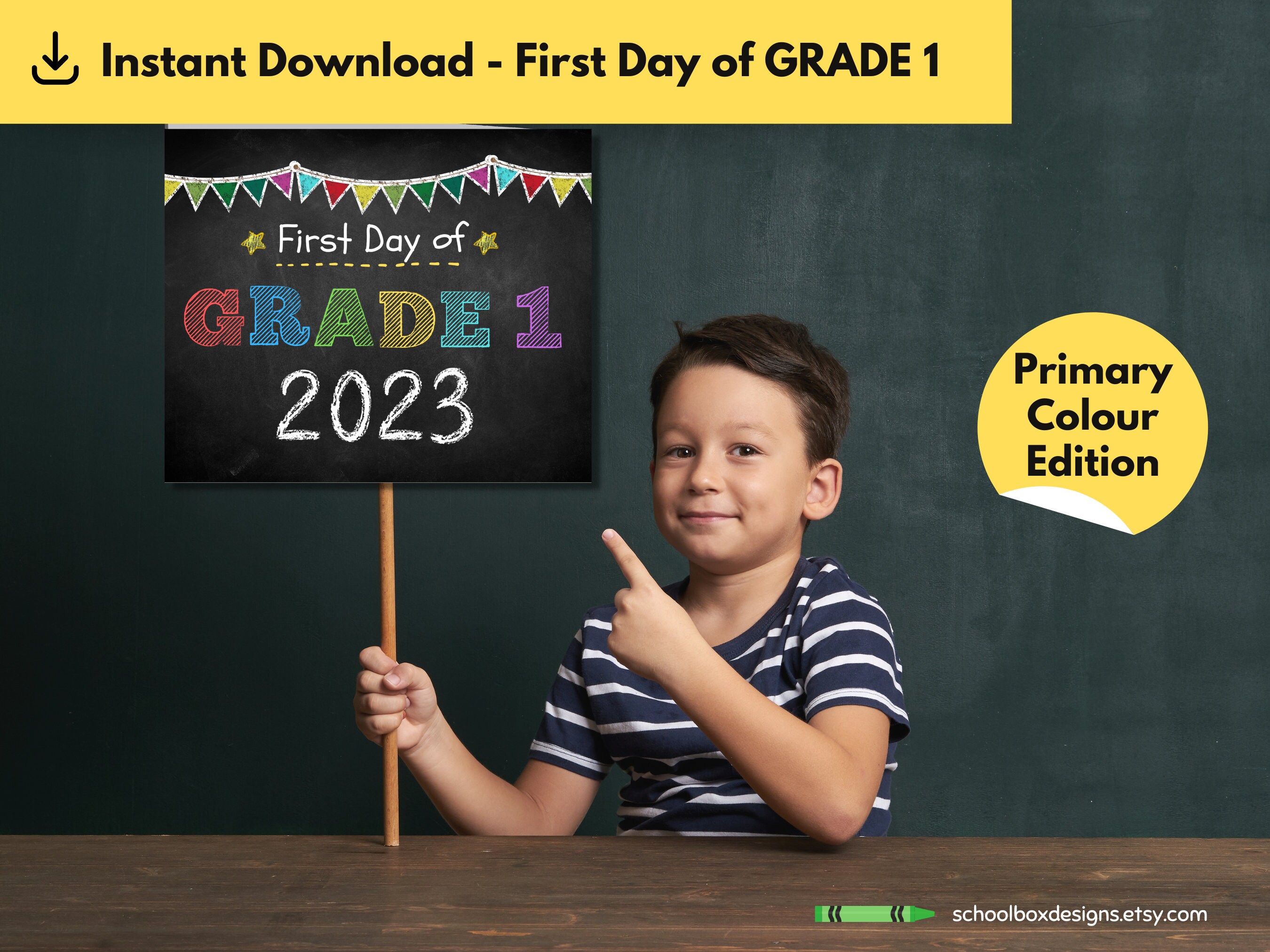First Day of Grade 1 Chalkboard Sign - First Day of Grade 1 Printable ...