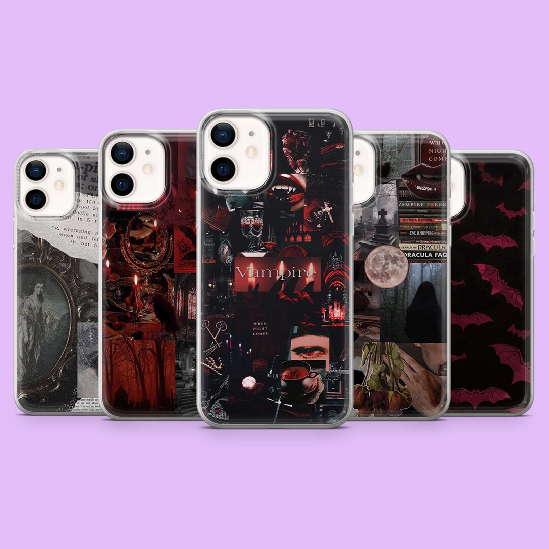 Vampire Phone Case Red Gothic Scary Bat Cover for iPhone 16, 15, 14, 13 ...