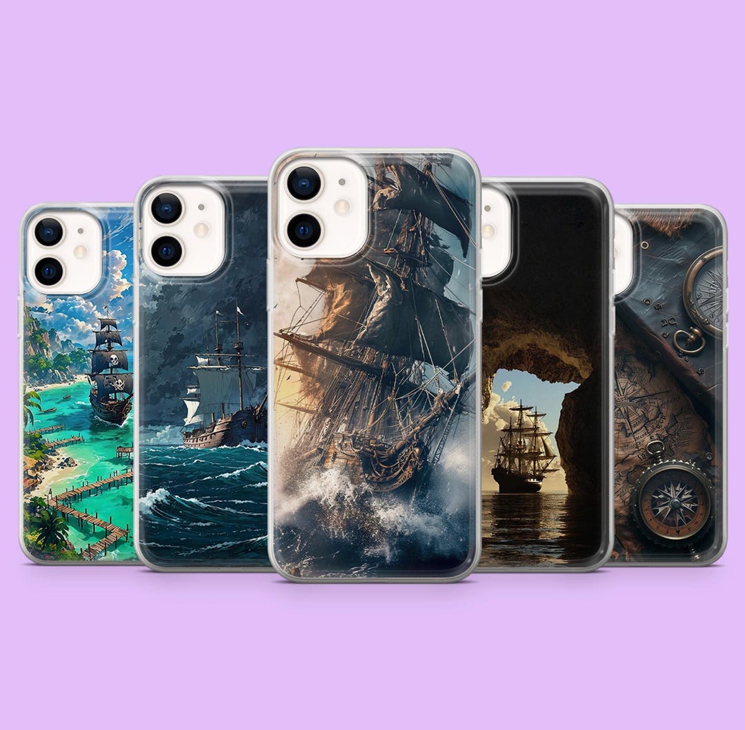 Pirate Phone Case Ship Caribbean Sea Cover for iPhone 16, 15pro, 14, 13 ...