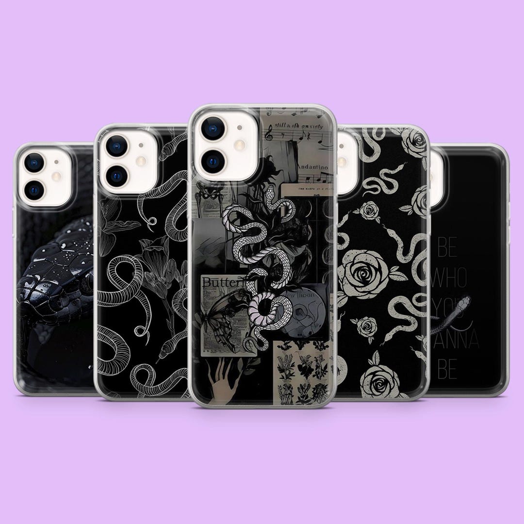 Black Snake Phone Case Gothic Cobra Aesthetic Cover for iPhone 16, 15 ...