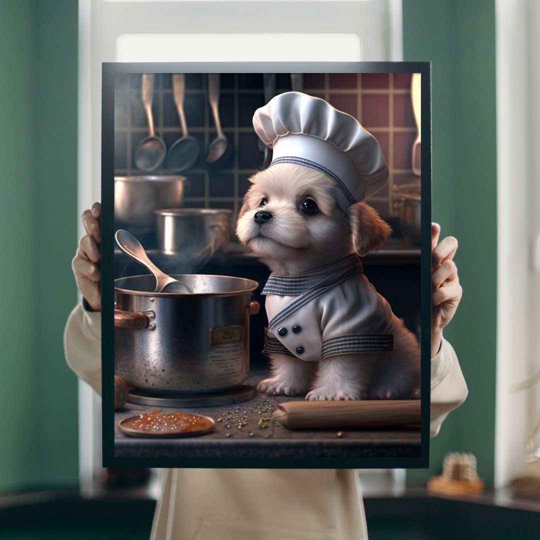 Chef Dog Instant Download, Digital Image, Printable, JPG, PNG Wall Art ...