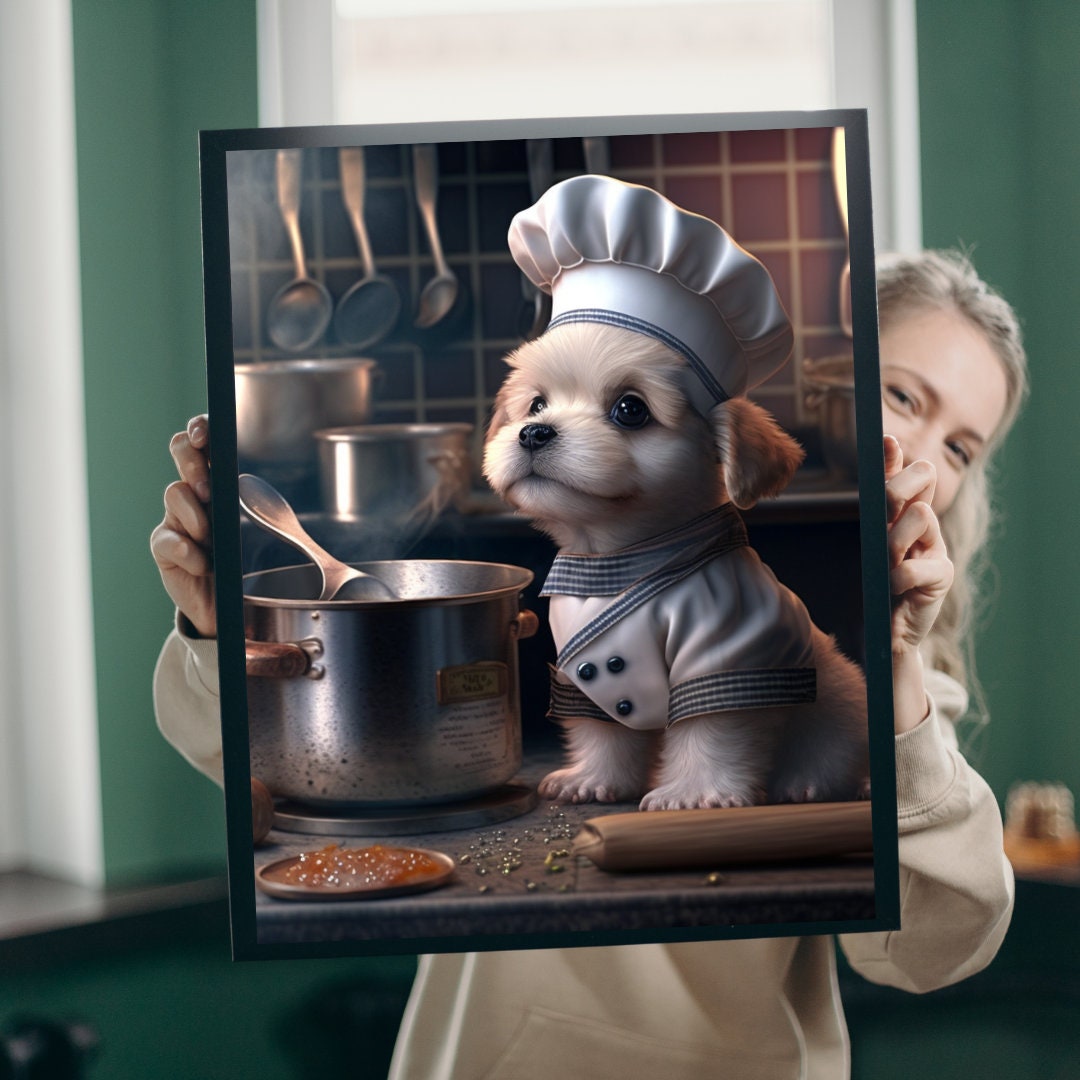 Chef Dog Instant Download, Digital Image, Printable, JPG, PNG Wall Art ...