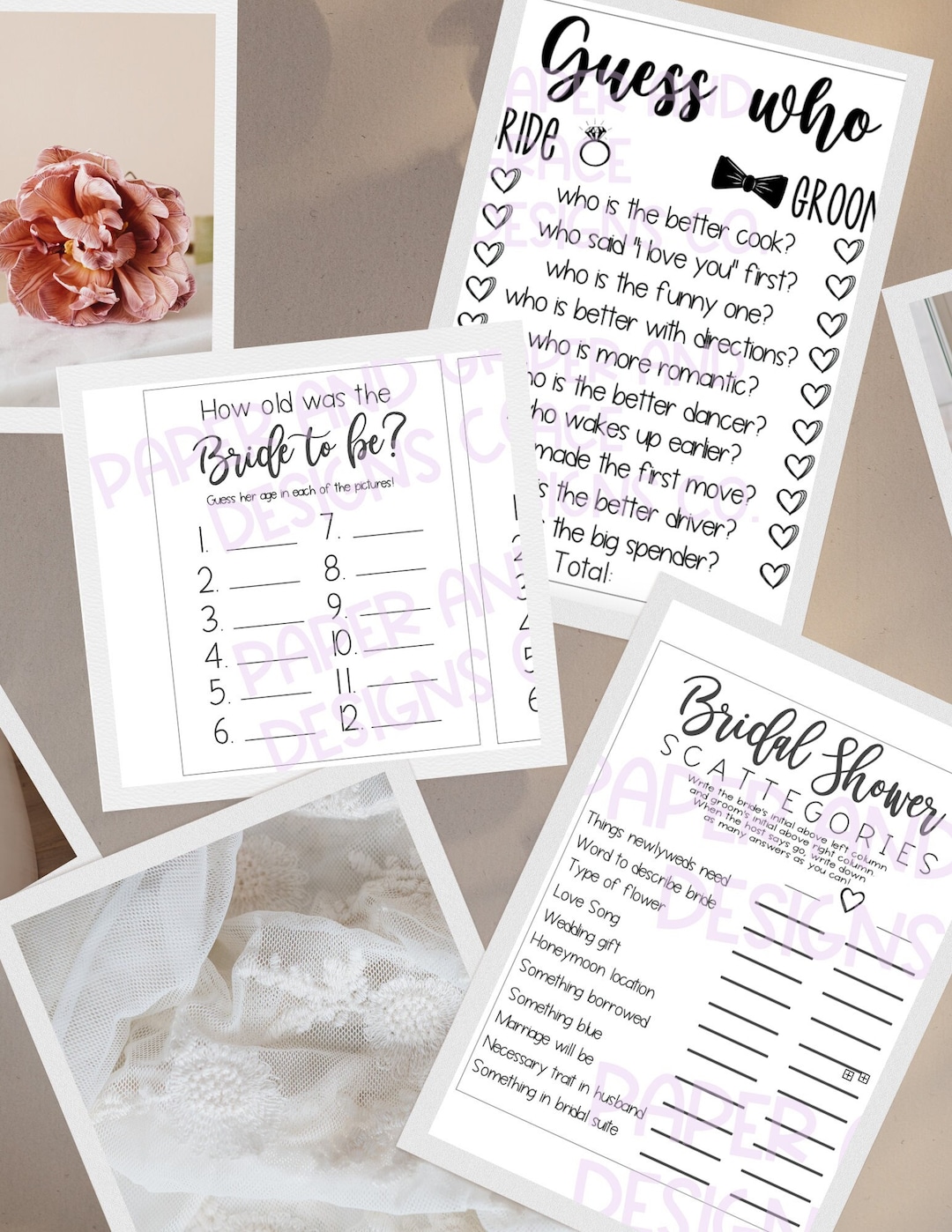 Bridal Shower Games ~ Guess the Bride's Age ~ Bridal Shower Game Set ...