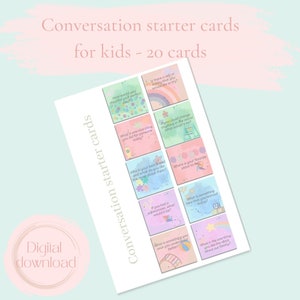 Printable Conversation Starter Cards for Kids, Mental Health, Wellbeing ...
