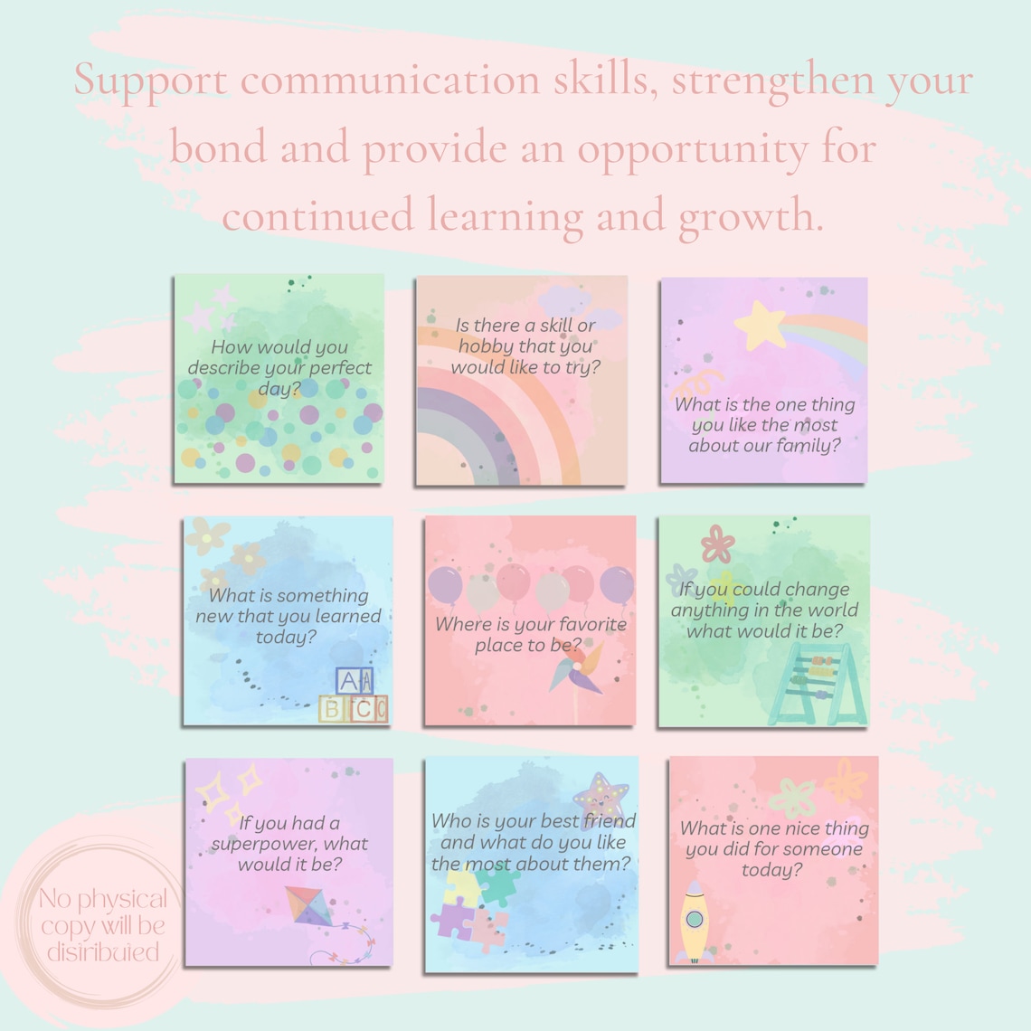 Printable Conversation Starter Cards for Kids, Mental Health, Wellbeing ...