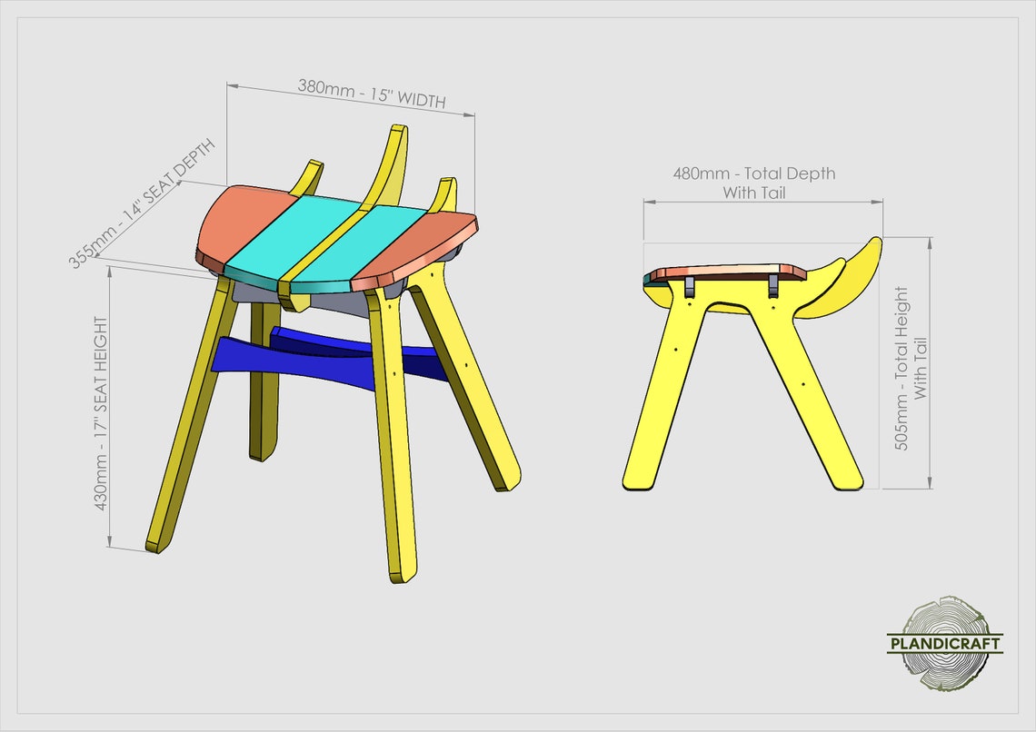 STINGRAY Stool |customizable | CNC File | Dxf Dwg File | DIY Furniture ...