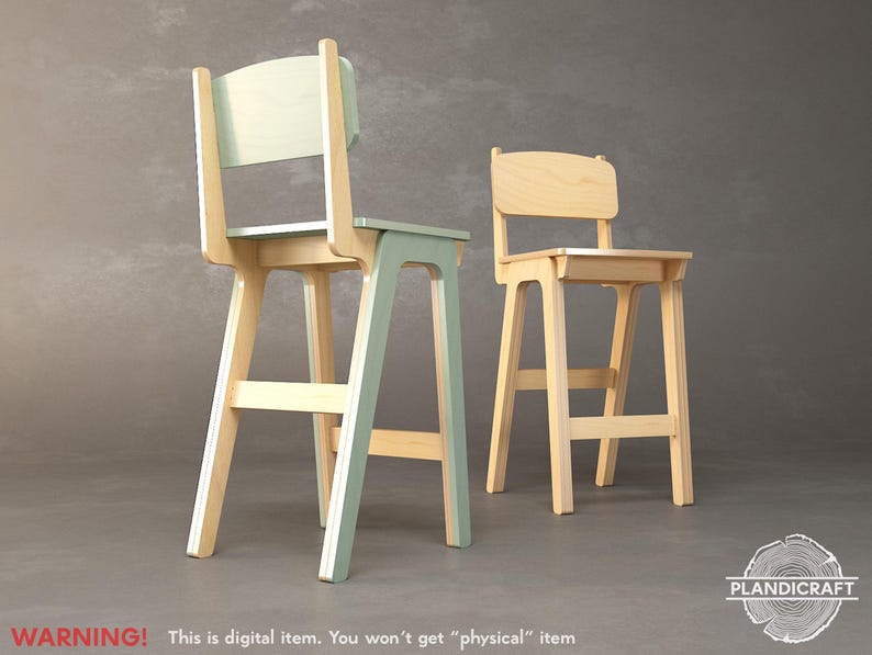 SEDD Bar Stool CNC File: Plywood Counter Stool With Backrest (digital ...