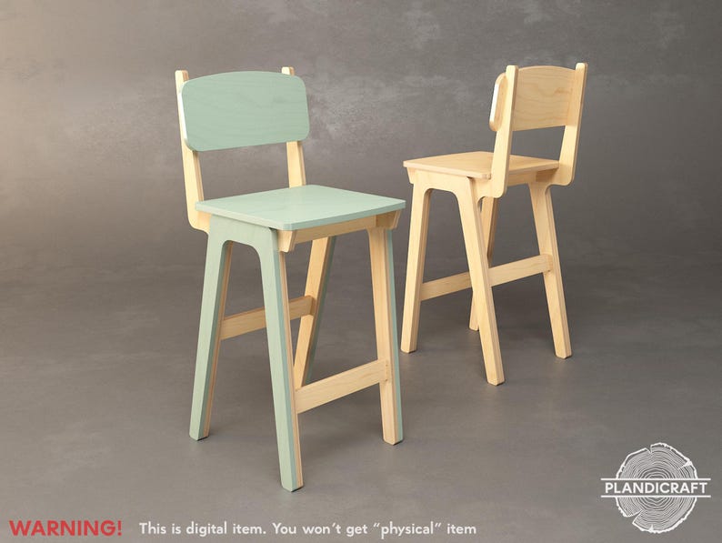 SEDD Bar Stool CNC File: Plywood Counter Stool With Backrest (digital ...